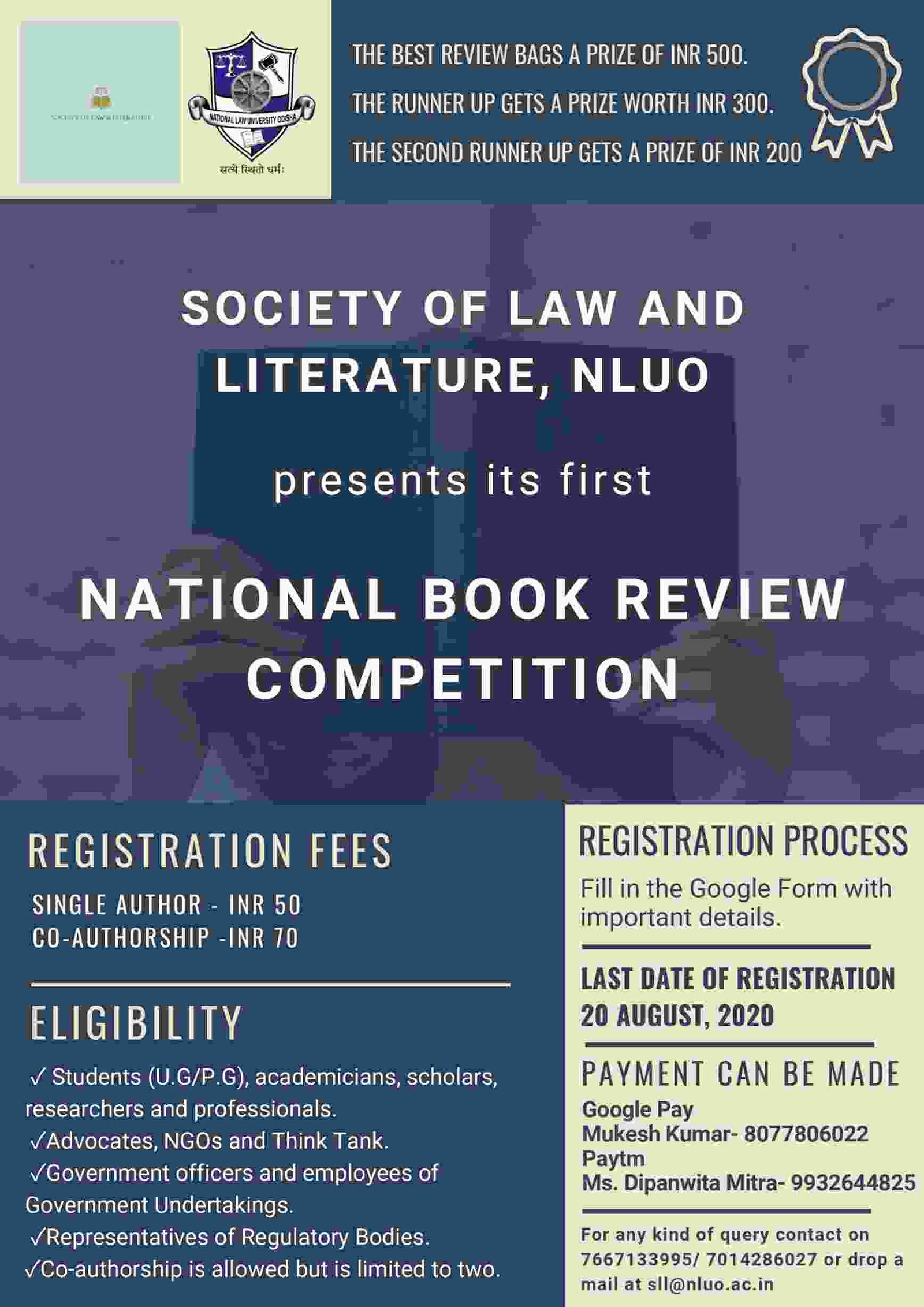 1ST NATIONAL BOOK REVIEW COMPETITION BY SOCIETY OF LAW AND LITERATURE 1ST NATIONAL BOOK REVIEW COMPETITION BY SOCIETY OF LAW AND LITERATURE